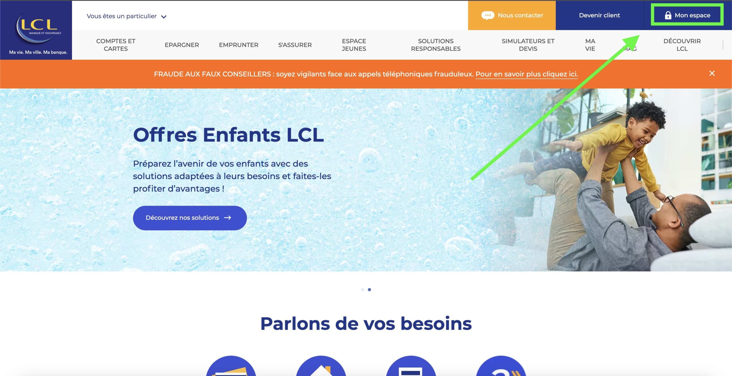 Accès en ligne au compte LCL Particuliers sur www.lcl.fr - L'Entente